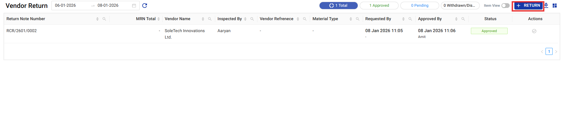 How to Create a Vendor Return